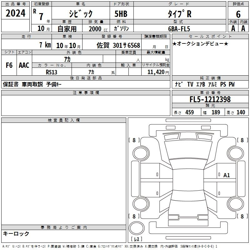 HONDA CIVIC 2025 | TAA KYUSHU Auction | Loginet