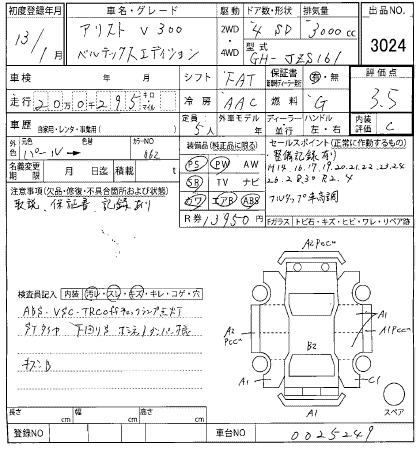 TOYOTA ARISTO 2001 - 201000 km | Japanese Used Car Stock | Loginet